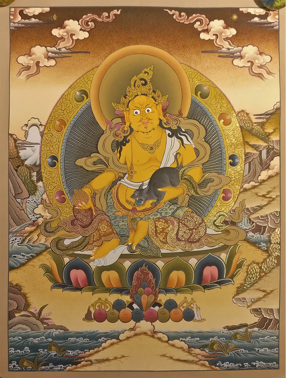 Zambala Thangka (Master Quality) - Handicrafts In Nepal
