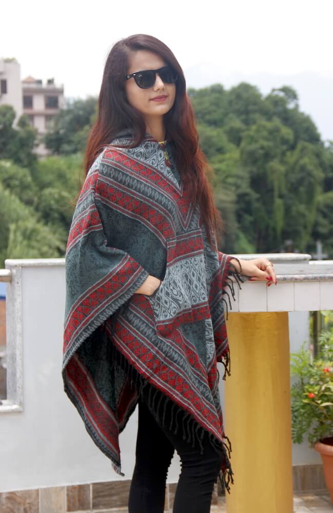 Classical Woolen Poncho (Hood & Pocket) - HIN